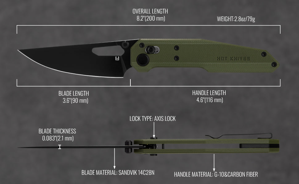 HOT KNIVES OD Green Folding Knives – HIGHTRON
